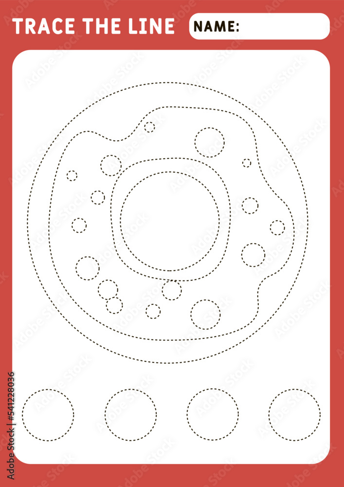 Donut Trace line. Handwriting practice. Tracing lines of Donut ...