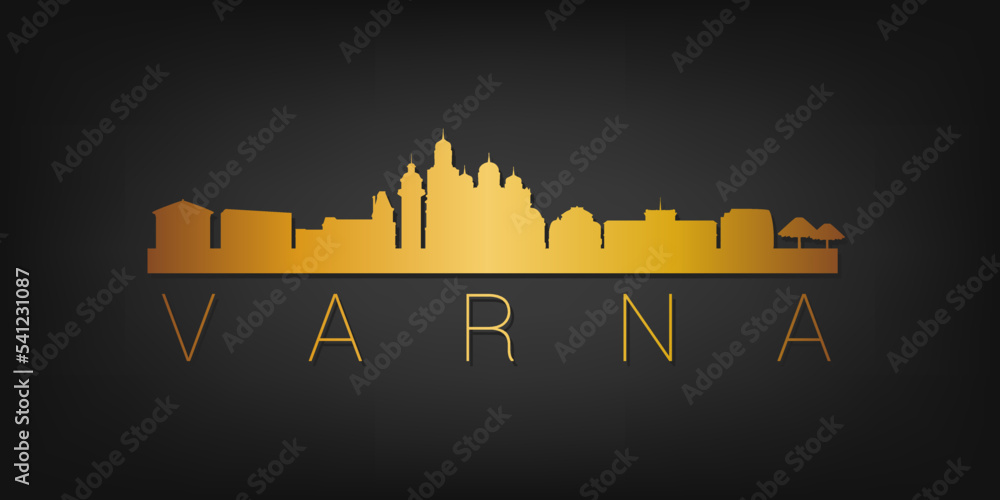 Varna, Bulgaria Gold Skyline City Silhouette Vector. Golden Design ...