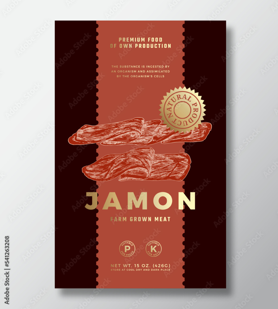Farm Grown Jamon Abstract Vector Packaging Label Design Template ...