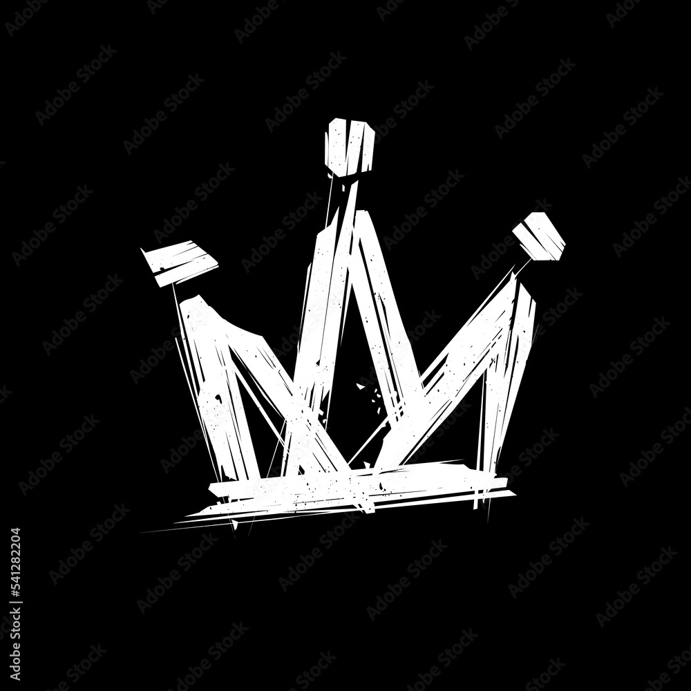 Grunge style Rock'n'Roll Crown. Doodle style Crown sign. Street art ...