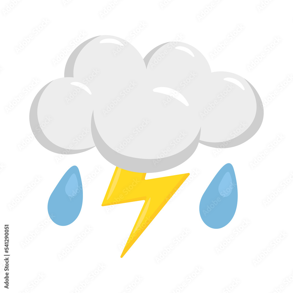 Cloud Lightning Rain Sign Emoji Icon Illustration. Electric Storm ...