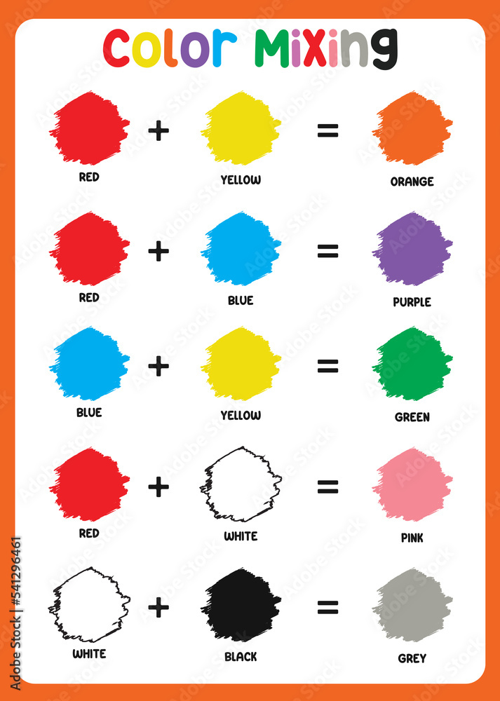 Mixing color worksheet. Learning about color. Mixing colors (primary ...