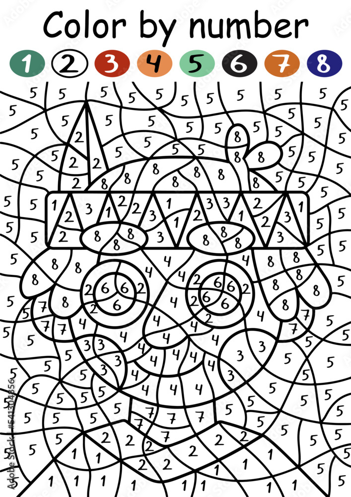 Hand-drawn color by number puzzle with Indian vector illustration ...
