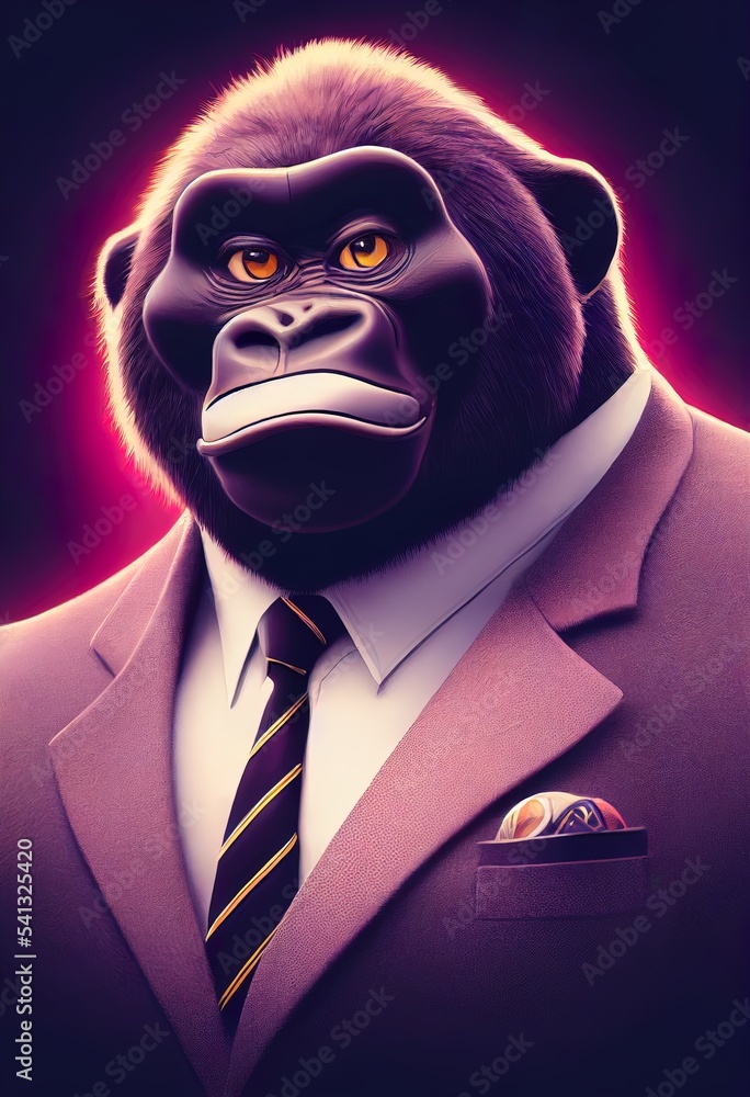 Stock-Illustration „Portrait of gorilla bodyguard, huge muscles and ...