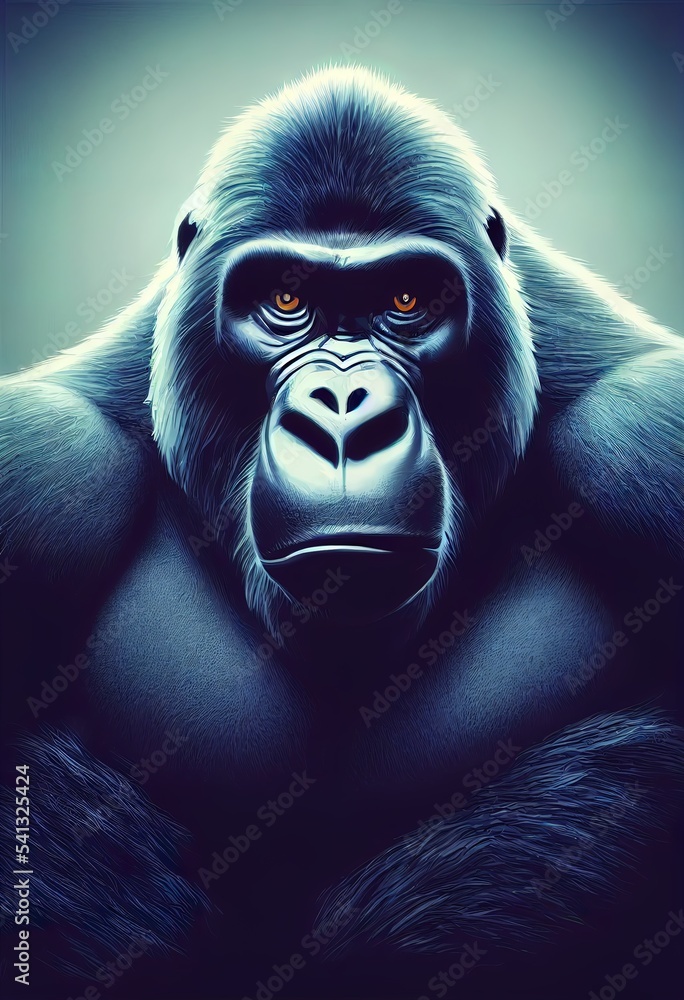 Stock-Illustration „Portrait of gorilla bodyguard, huge muscles and ...