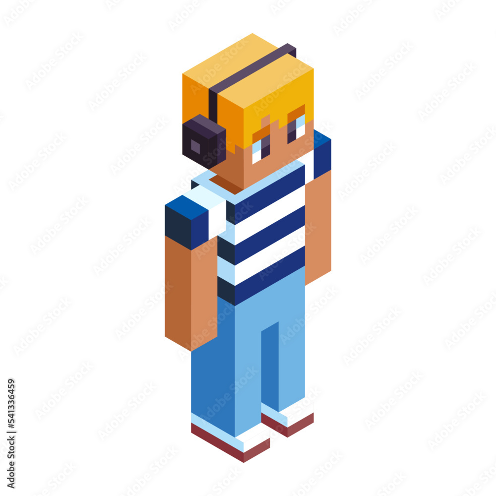 Isolated student minecraft vector illustration Stock Vector | Adobe Stock