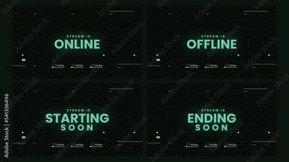 Stream Overlay Package Design. Green neon glowing stream starting or ...