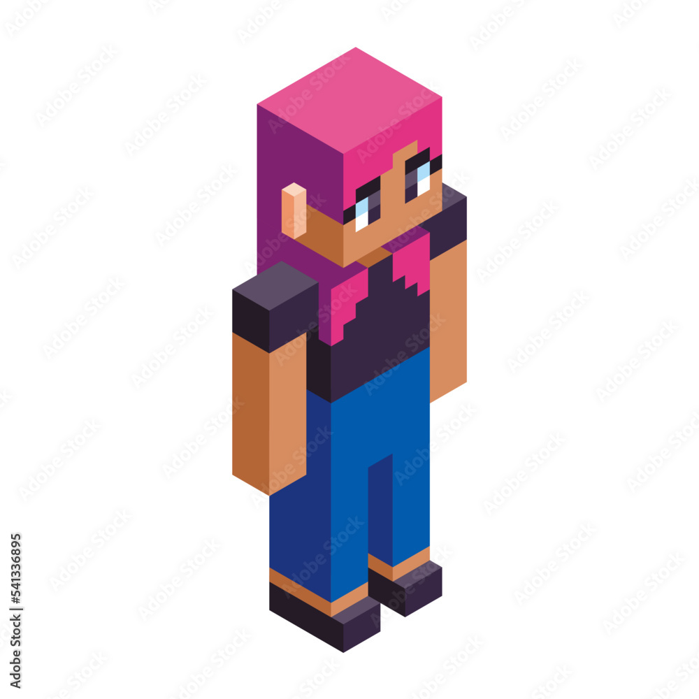 Vetor Isolated girl minecraft vector illustration do Stock | Adobe Stock
