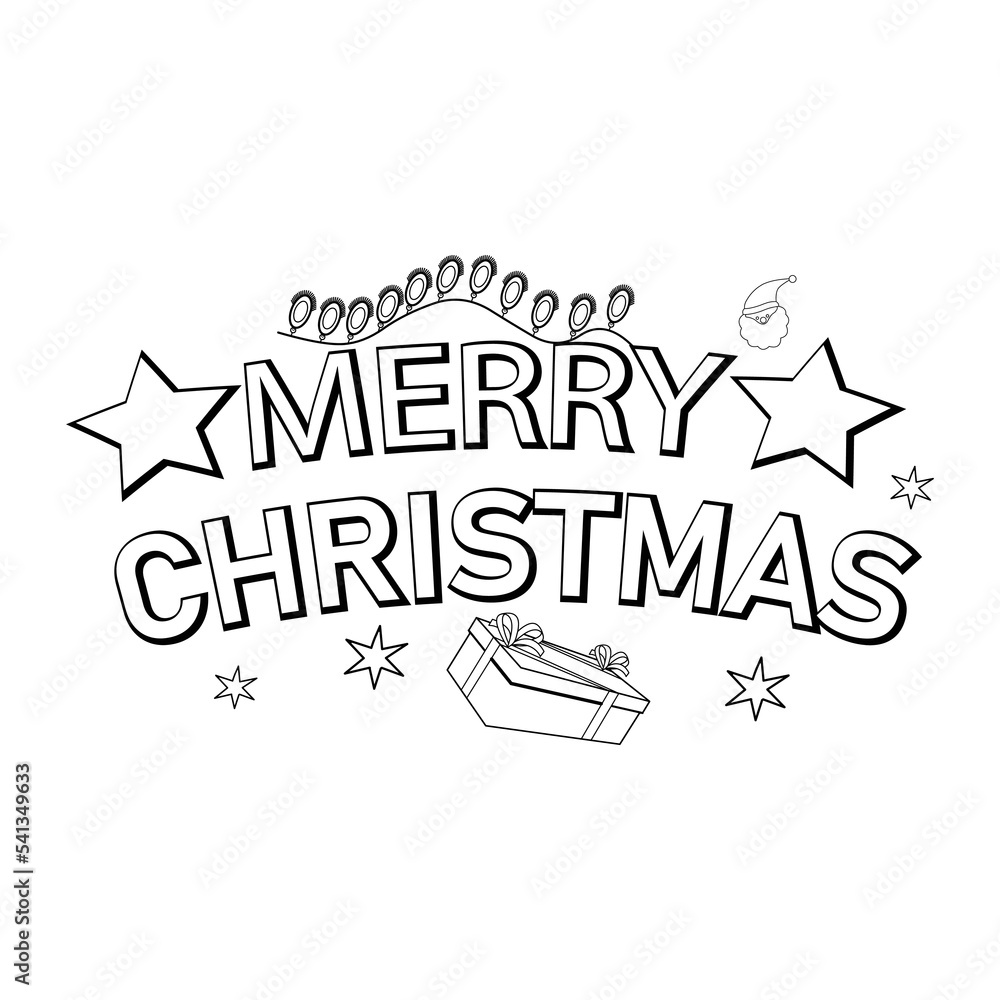 Merry Christmas Coloring page. Christmas line art coloring page design ...