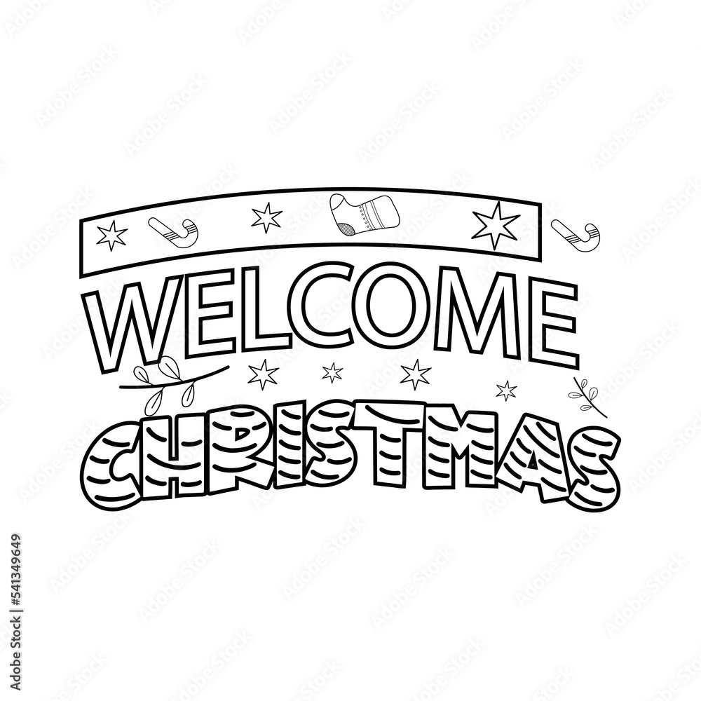 Merry Christmas Coloring page. Christmas line art coloring page design ...