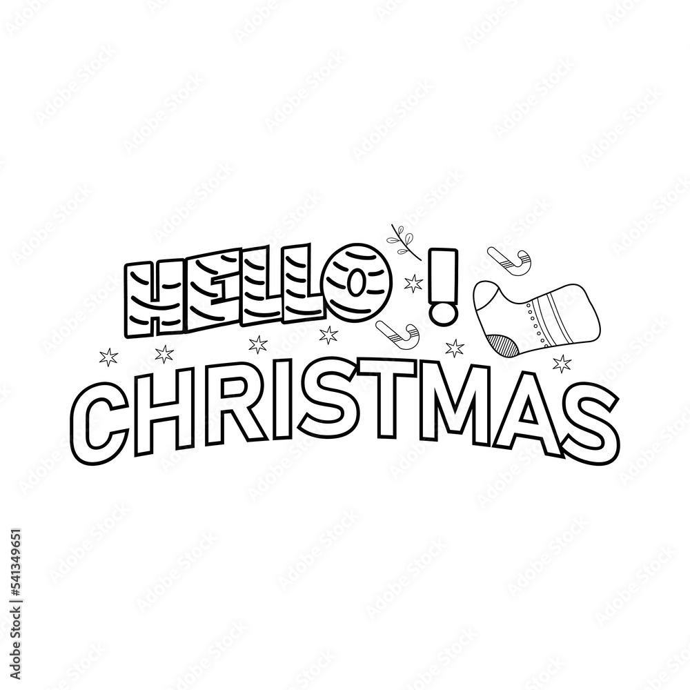 Merry Christmas Coloring page. Christmas line art coloring page design ...