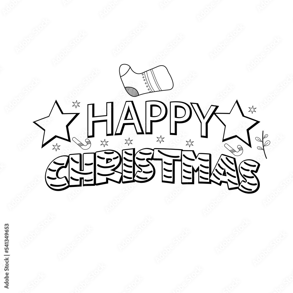 Merry Christmas Coloring page. Christmas line art coloring page design ...