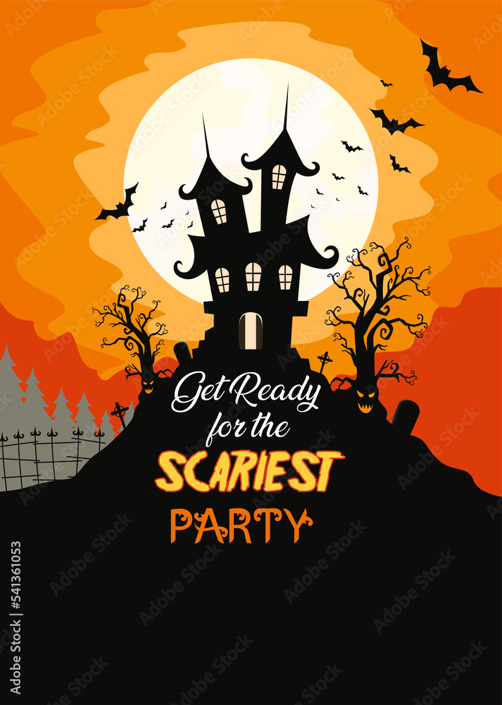 Scariest party invitation greeting card blank template for Halloween ...