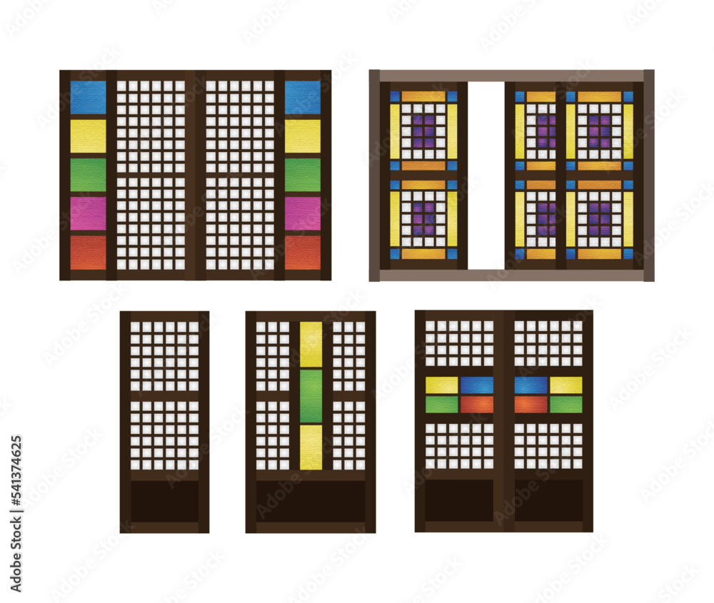 Traditional Capiz windows and doors set Stock Vector | Adobe Stock