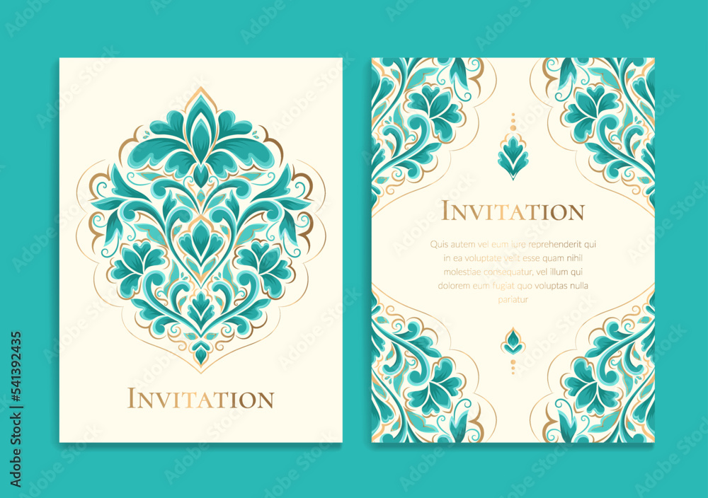 Turquoise Rustic Invitation Backgrounds 5x7 Turquoise And Gold Floral