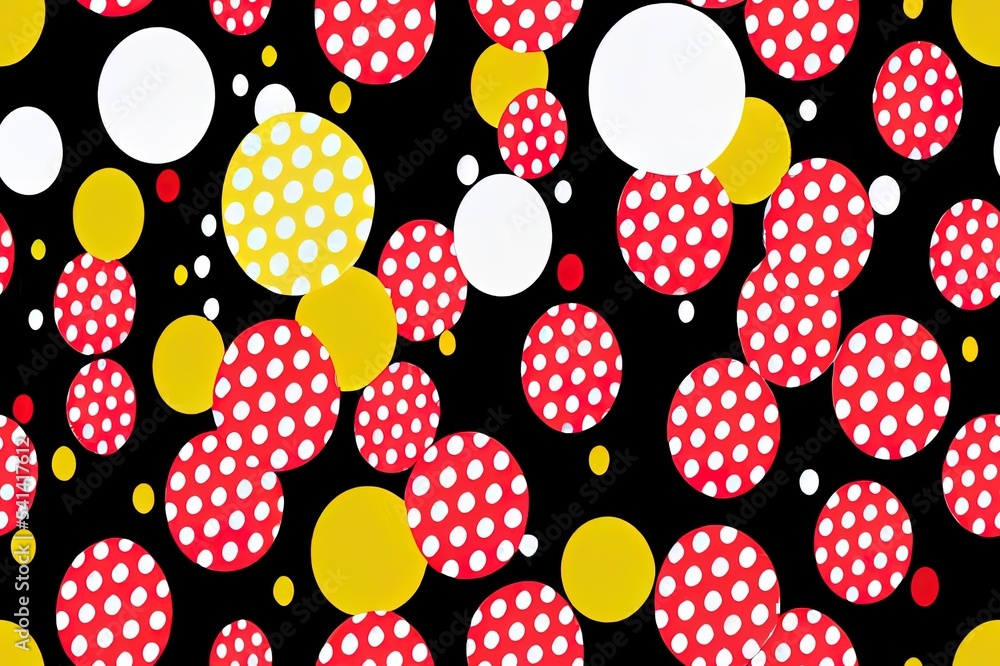 Yellow, Red, Black and White Polka Dots, Stars and Stripes 2d ...