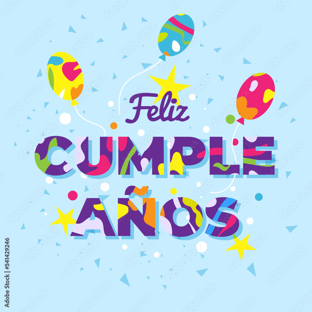 Feliz cumpleaños card, Happy birthday in spanish language Stock Vector ...