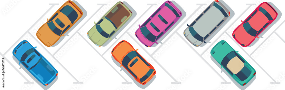 Car parking top view. Cartoon transport icons Stock Vector | Adobe Stock