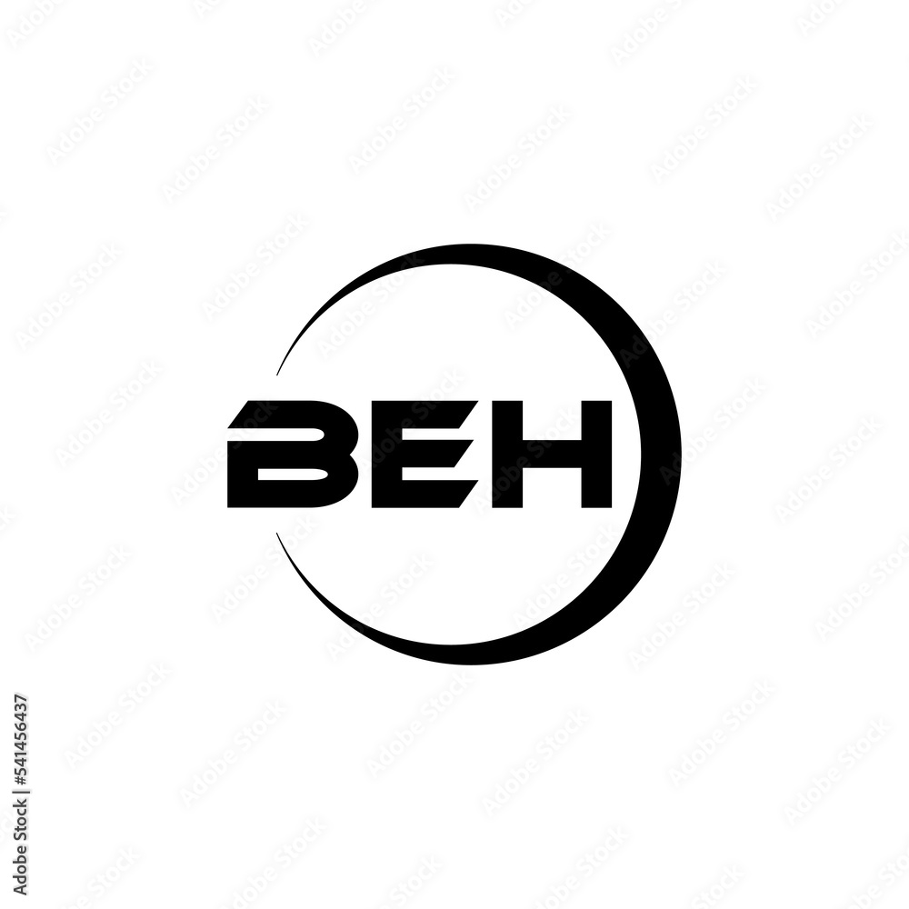 BEH letter logo design with white background in illustrator, cube logo ...