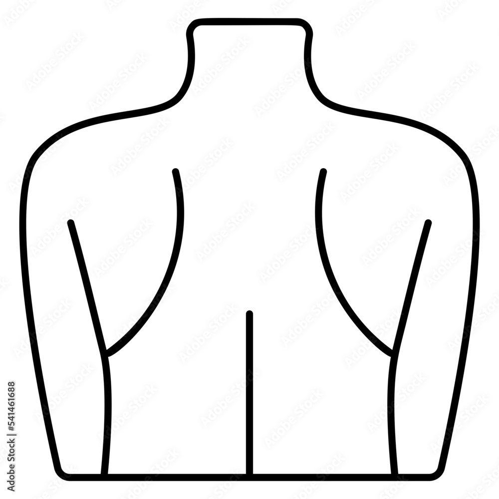 Human Back side Concept, Dorsal Body vector outline icon Design, Organ ...