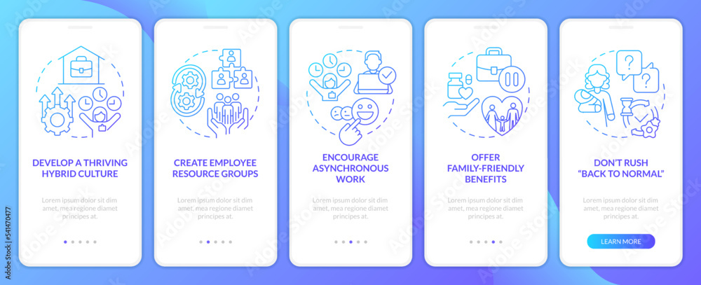 Family-oriented company blue gradient onboarding mobile app screen ...
