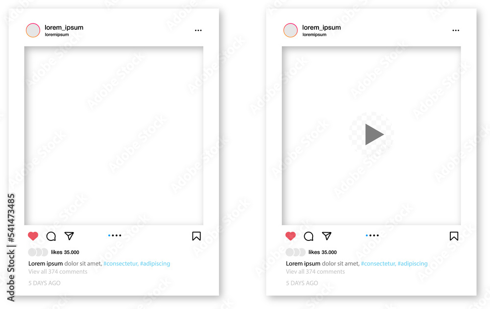 Mockup instagram screen. Photo frame with blank frame for your design ...