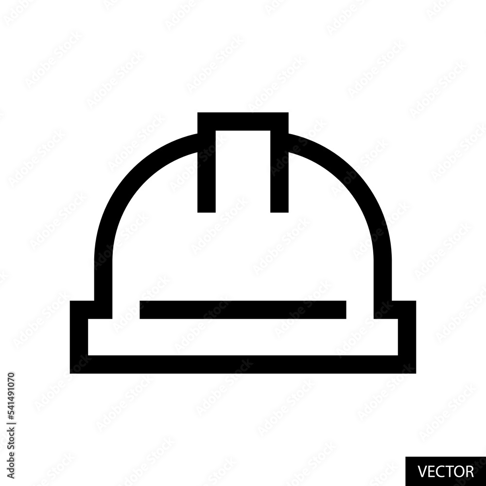 Construction helmet, Engineer hat vector icon in line style design for ...