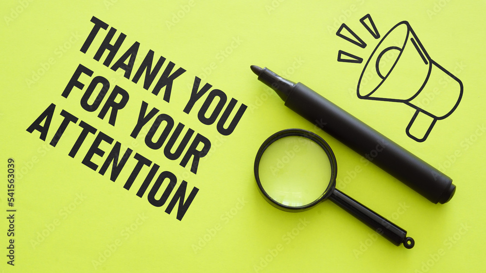 Thank you for your attention is shown using the text の Stock フォト ...
