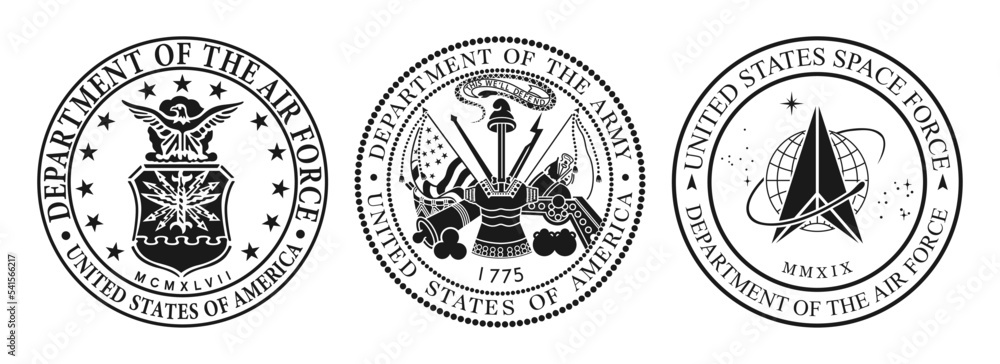 Vector monochrome seal of the United States Air Force. US Department of ...