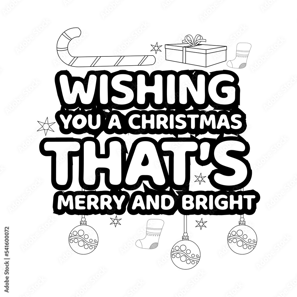 Merry Christmas Coloring page. Christmas line art coloring page design ...