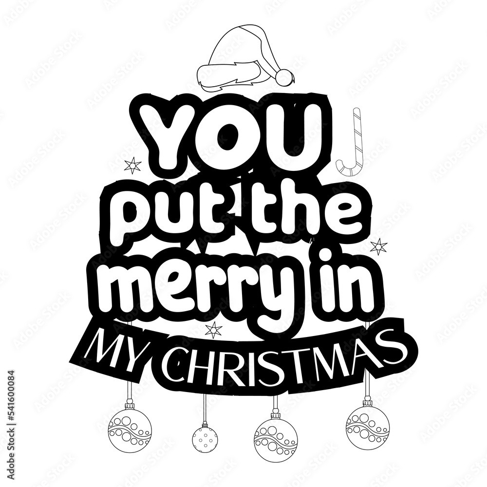Merry Christmas Coloring page. Christmas line art coloring page design ...