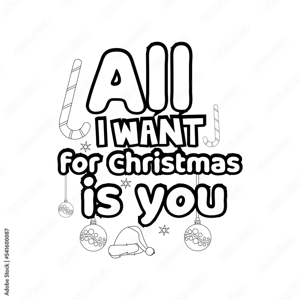 Merry Christmas Coloring page. Christmas line art coloring page design ...