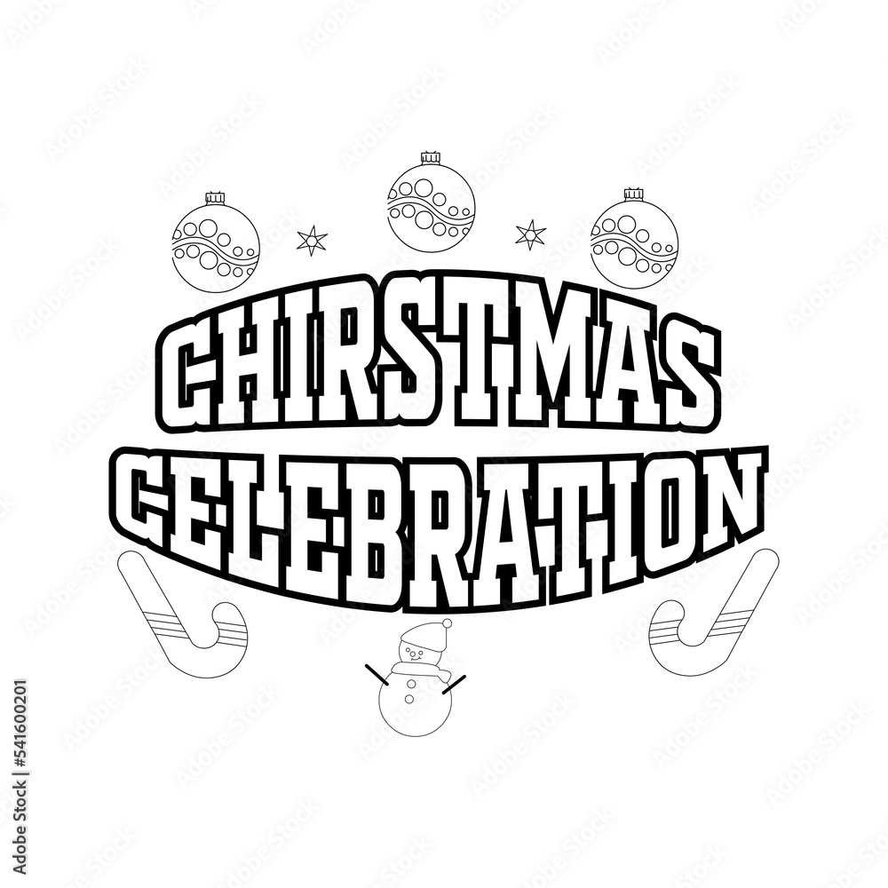 Merry Christmas Coloring page. Christmas line art coloring page design ...