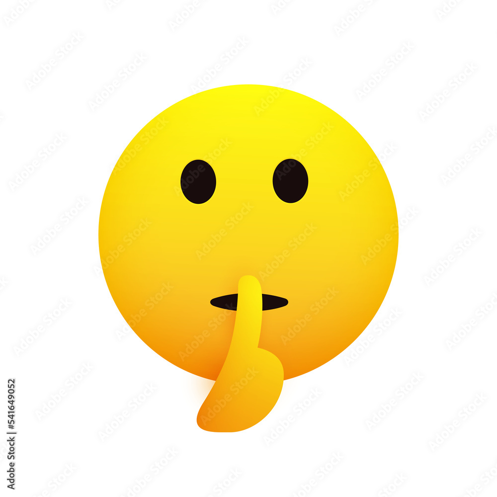 Serious Looking Emoji Face Gestures, Showing Warning, Stay Quiet, Make ...