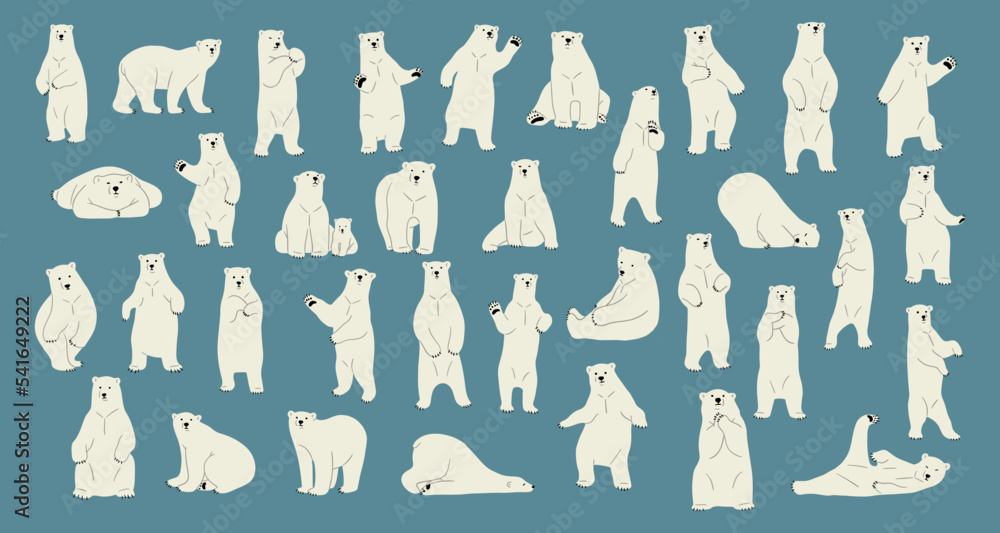 polar bear cute collection 1, vector illutration Stock Vector | Adobe Stock