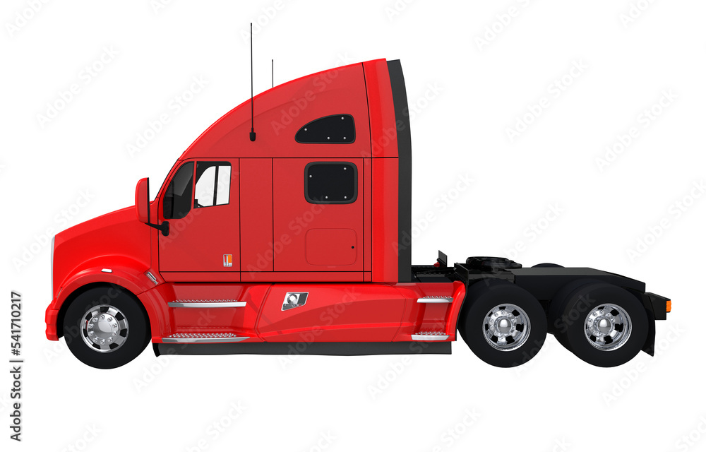 Red Semi Truck Side View PNG Illustration. 3D Render Graphic. Semi ...