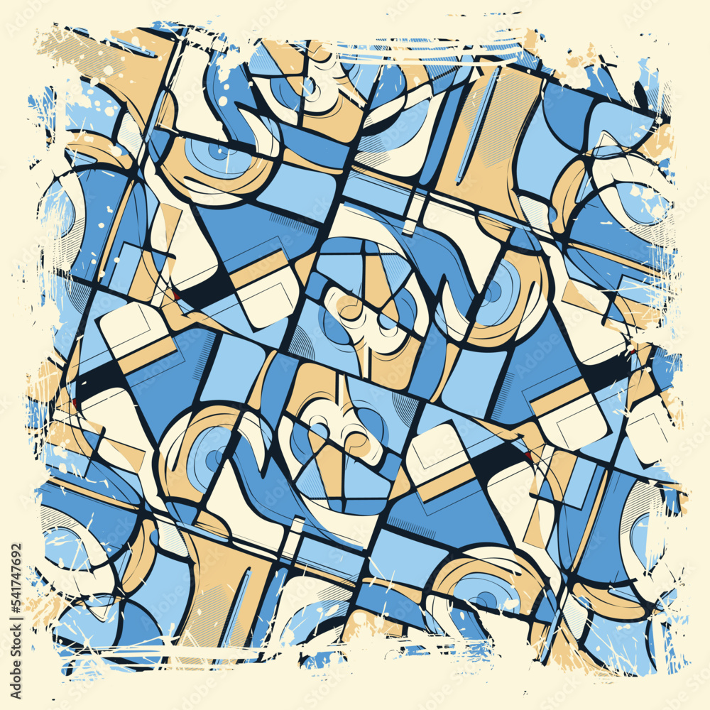 Geometric blue background with outline frame Stock Vector | Adobe Stock