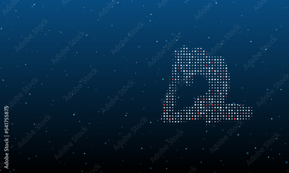 On the right is the yoga stretching pose symbol filled with white dots ...