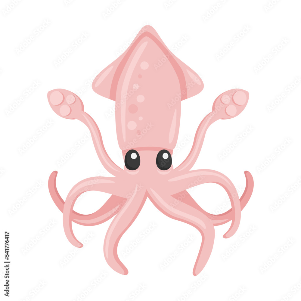 Squid Sign Emoji Icon Illustration. Sea Animals Vector Symbol Emoticon ...