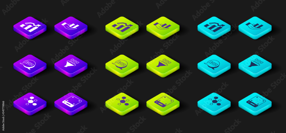 Set Mind map infographic, Server, Data analysis, Binary code, Pie chart and Financial growth ...