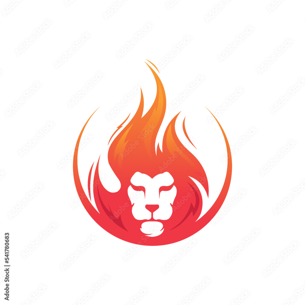 Lion Fire Logo Vector Stock Vector | Adobe Stock