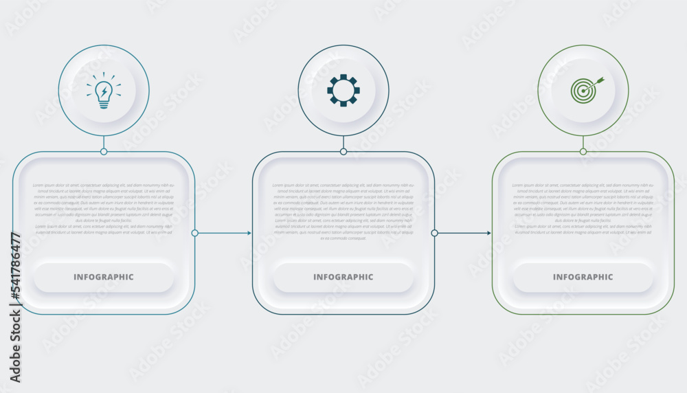 Neuromorphic three steps presentation slide infographics template Stock ...