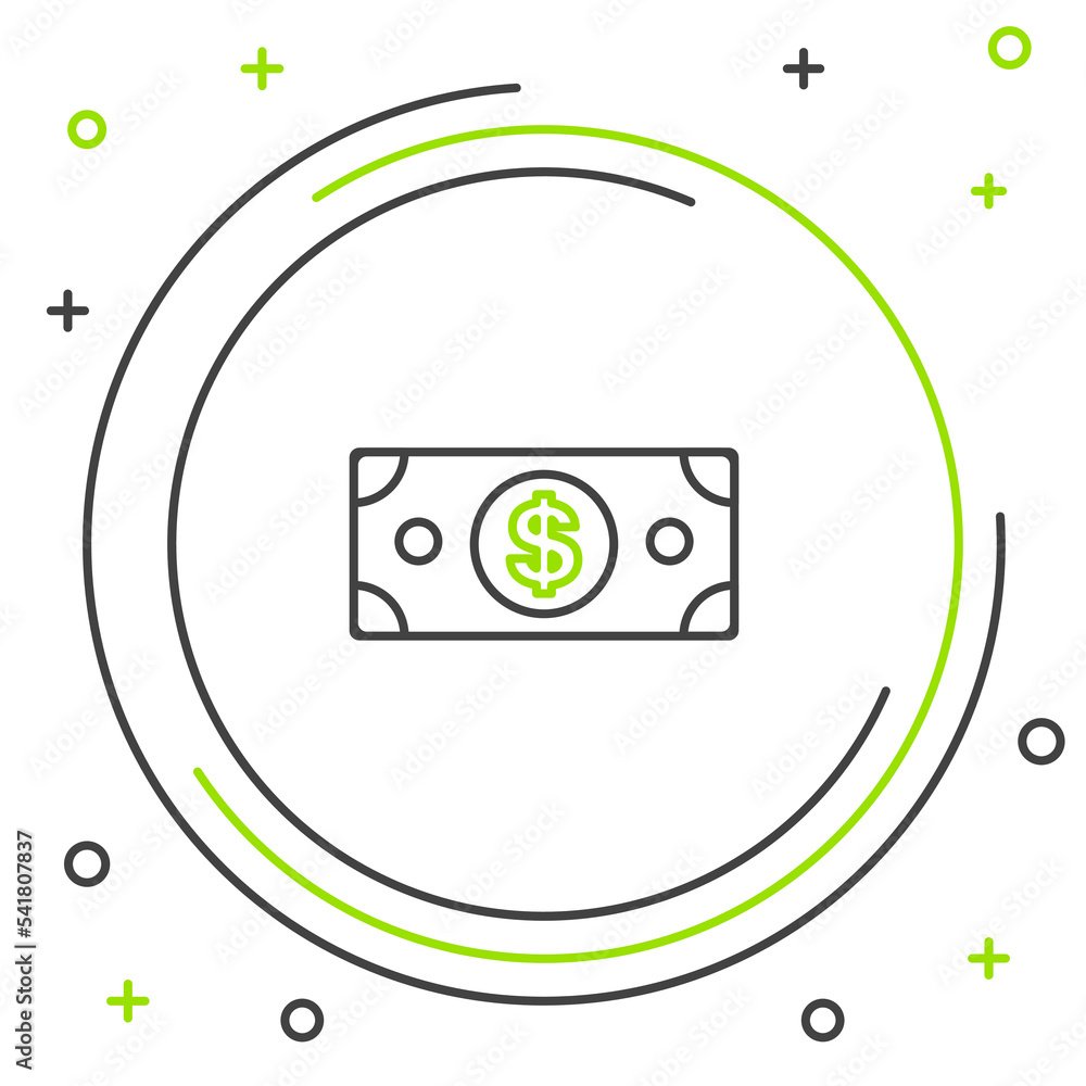 Line Stacks paper money cash icon isolated on white background. Money ...