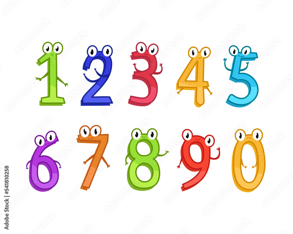 Cartoon number collection on white background Stock Vector | Adobe Stock