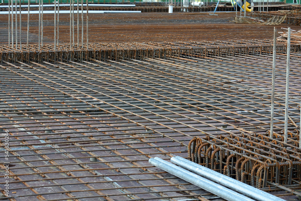 SEPANG, MALAYSIA -APRIL 14, 2016: Floor slab reinforcement bar on ...