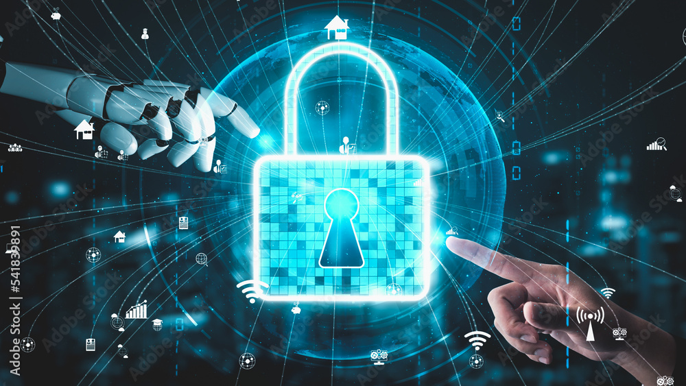 Futuristic robot artificial intelligence enlightening AI technology ...