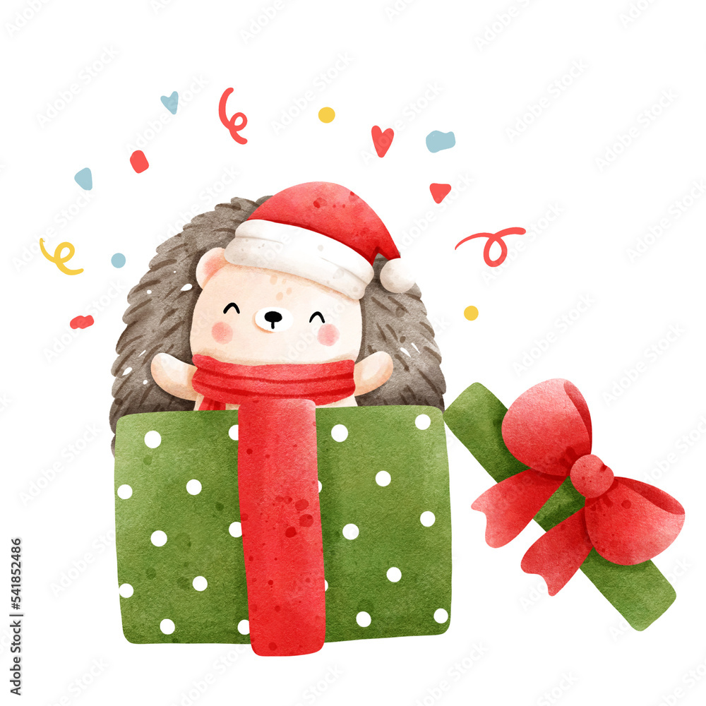 christmas hedgehog Stock Illustration | Adobe Stock