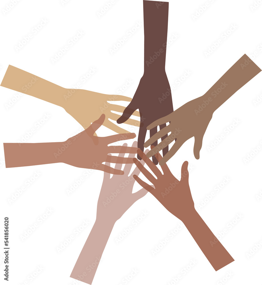 vector illustration People different skin colors Hands in PNG isolated ...