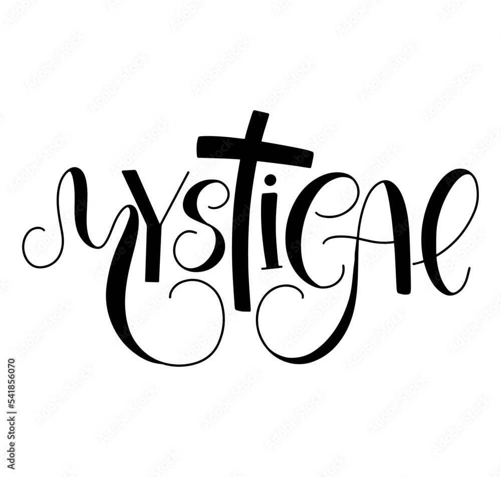 Mystical black lettering isolated on white background. Vector ...