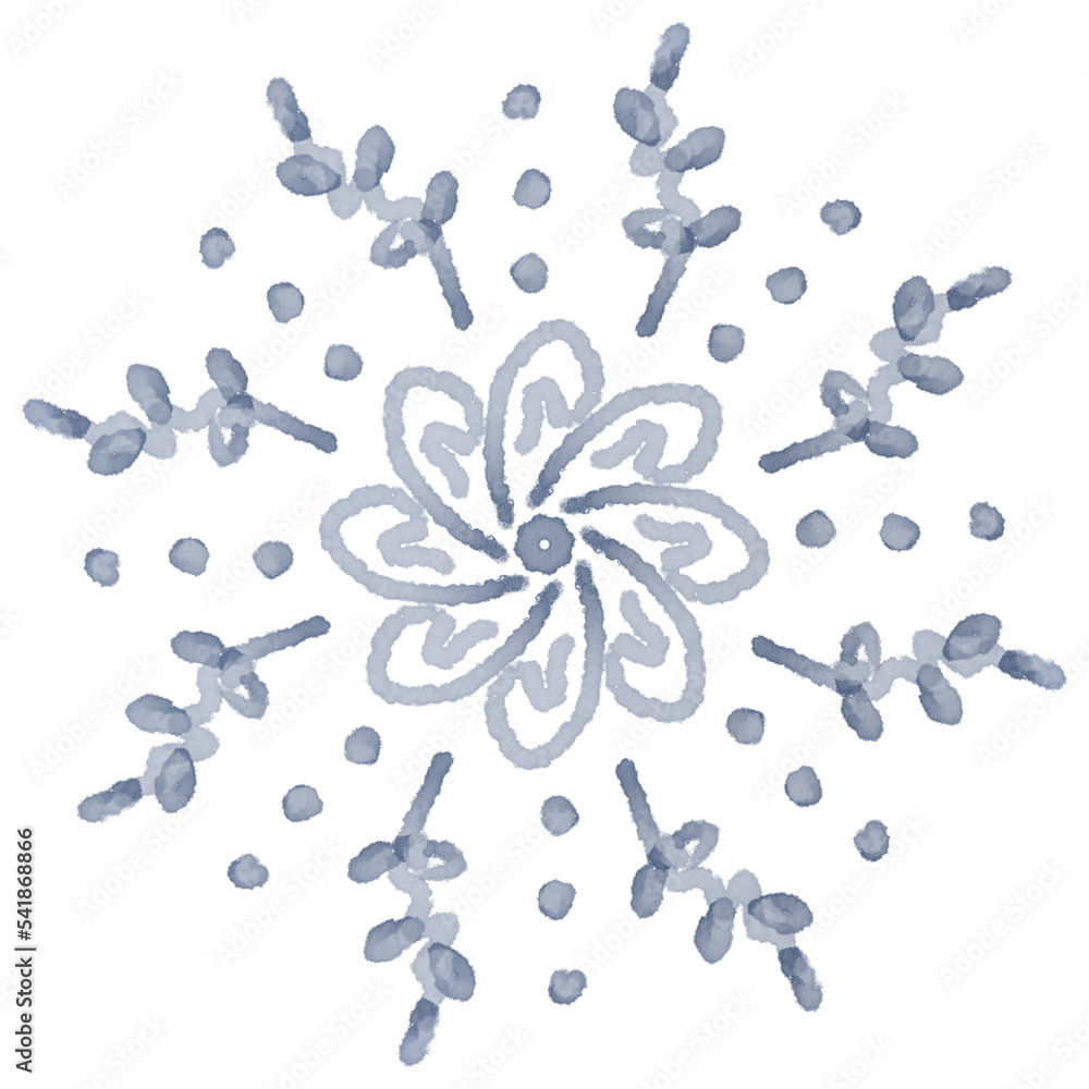 Watercolor painting blue snowflake illustration Stock Illustration ...